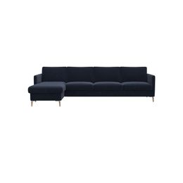 FLEXLUX Ecksofa &raquo;Fiore, super Sitzkomfort durch Kaltschaum im Sitz, L-Form&laquo; schmale Armlehnen, F&uuml;&szlig;e Alu+ Eiche blau 100% Polyester B/H/T: 280cm x 85cm