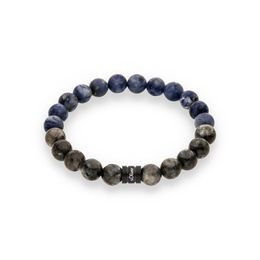s.Oliver Herren s.Oliver Armband mit Achat, Sodalith, Tigerauge, Spektrolith oder Kambaba Jaspis blau 22cm, Edelstahl