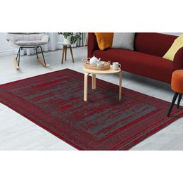 Kayoom Teppich &raquo;Kalea 325&laquo; rechteckig 8 mm H&ouml;he Flachgewebeteppich mit Relief-Design, Used-Look, moderne Farben rot Polyester B : 160cm 1 Stk., 8mm, L: 230cm