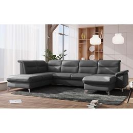 Sit & More sit&more Wohnlandschaft &raquo;Astoria U-Form&laquo; wahlweise mit motorischer Relaxfunktion grau 100% Polyester B/H/T: 327cm x 91cm x 225cm, Luxus-Microfaser 