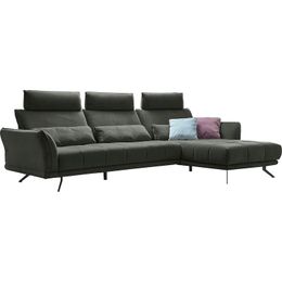 Die PlanBar Ecksofa &raquo;MP-IN20041 L-Form&laquo; optional Sitztiefenverstellung und Kopfst&uuml;tzen gr&uuml;n 100% Polyester B/H/T: 285cm x 84cm x 178cm, Velours, 
