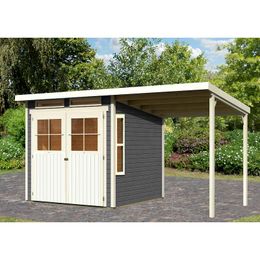 Karibu Gartenhaus &raquo;Falkensee 3&laquo; grau Holzwerkstoff ohne Fu&szlig;boden, ohne Dacheindeckung