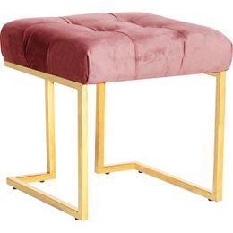 Kayoom Sitzhocker &raquo;Hocker Rare, Edler Touch durch goldenes Gestell&laquo; 1 Stk. tlg. eckig, samtweich, gesteppt, mit Zierkn&ouml;pfen, Edelstahlgestell rosa Bezug: 100