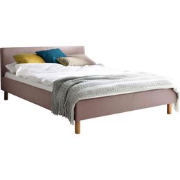 Meise M&ouml;bel meise.m&ouml;bel Polsterbett &raquo;Lena in verschiedenen Breiten und Farben erh&auml;ltlich&laquo; Breite 120cm & 140cm, mit Holzf&uuml;&szlig;en rosa Bezug Bett: Strukturstoff (100%