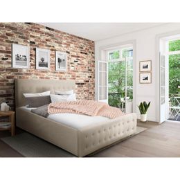 Home Affaire Polsterbett &raquo;Vaine&laquo; in 5 Breiten, auch in L&auml;nge 220 cm, incl. Roll-Lattenrost beige Samtoptik (100% Polyester) Liegefl&auml;che L&auml;nge B: 220cm