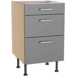 KOCHSTATION Unterschrank &raquo;KS-Lucy&laquo; Breite 50 cm, 1 Schubkasten, 2 Ausz&uuml;gen, Soft-Close, verstellb. F&uuml;&szlig;e Eiche hell, B/H/T: 50cm x 87cm x 58,1cm, 
