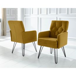 exxpo - sofa fashion Sessel &raquo;Doppio, Loungesessel mit Designuntergestell, bequem und elegant&laquo; aufwendige R&uuml;ckenverarbeitung, Breite 61 cm gold 