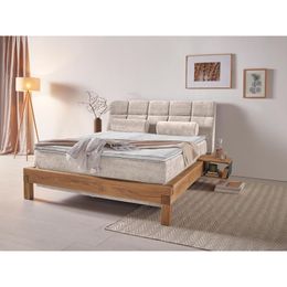 Home Affaire Boxspringbett &raquo;Villads&laquo; Liegefl&auml;che: 160/200 cm aus Balkeneiche, Inside-Boxspring-Unterbau beige Polyester Struktur (recyceltes Polyester