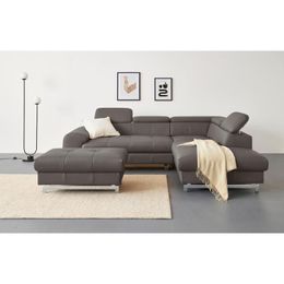 COTTA Ecksofa &raquo;Chef L-Form&laquo; mit Kopfteilverstellung, edle Metallkufen, optional Schlaffunktion braun Luxus-Microfaser (100% Polyester);Kunstleder 