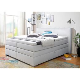 Home Affaire Boxspringbett &raquo;Airdrie&laquo; inkl. Bettkasten und Topper wei&szlig; Kunstleder, Kunststoff, Massivholz Luxus-Kunstleder Kunstleder Kunststoff 