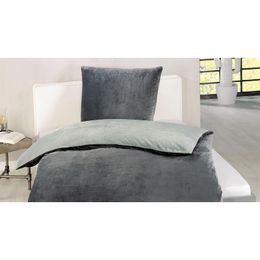 G&ouml;zze Wendebettw&auml;sche &raquo;Superflausch in Gr. 135x200 oder 155x220 cm&laquo; 2 Stk. Fleece kuschelig warm im Winter, Bettw&auml;sche mit Wendeoptik silber Microfaser, 