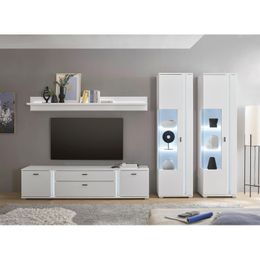Home Affaire Wohnwand &raquo;LONG ISLAND&laquo; Set, 4 Stk. tlg. wei&szlig; Holzwerkstoff B/H/T: 330cmcm x 200cmcm x 42cmcm