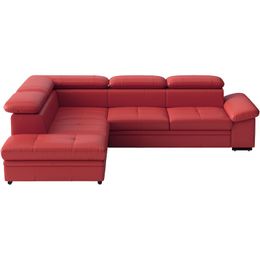 Sit & More sit&more Ecksofa &raquo;Viola, L-Form, Leder, B: 249 cm&laquo; optional mit Schlaffunktion rot B/H/T: 249cm x 73cm x 226cm, NaturLEDER Stoff, Ottomane links, ohne