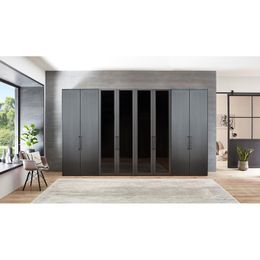 Wiemann Dreht&uuml;renschrank &raquo;Split&laquo; inkl. T&uuml;rend&auml;mpfung grau Floatglas, Holzwerkstoff Graphit-Dekor, B/H/T: 393,1cm x 216cm x 58cm, T&uuml;ren: 8 Stk.