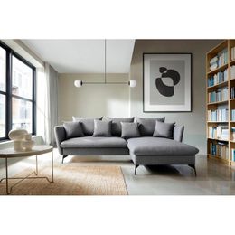 OTTO home Ecksofa &raquo;LIVORNO,258 cm, L-Form,&laquo; Schlaffunktion u. Bettkasten (139/224cm), Samt, Struktur, Webstoff grau 100% Polyester;PU-Schaum und Nosag