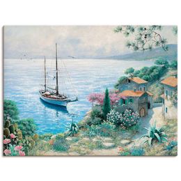 Artland Leinwandbild &raquo;Die Bucht&laquo; Boote & Schiffe 1 Stk. tlg. auf Holzrahmen gespannt gr&uuml;n Leinwand B/H/T: 120cm x 90cm, Leinwandbild Boote & Schiffe 