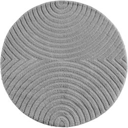 Ayyildiz Teppiche Teppich &raquo;ART 1122 , auch als L&auml;ufer und in Rund erh&auml;ltlich&laquo; rund 8 mm H&ouml;he Boho Design, 3D Optik, Struktur Hoch Tief, skandinavisch, Wohnzimmer grau &Oslash;