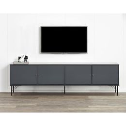 TV-Board &raquo;Mistral Fernsehschrank, Medienm&ouml;bel&laquo; mit T&uuml;ren mit Akustikstoff, Metall F&uuml;&szlig;e, Lowboard, B: 214,9 cm grau Holzwerkstoff, MDF, Massivholz, 