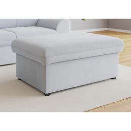 DOMO collection Hocker &raquo;Topper&laquo; mit Wellenunterfederung, auf Kunststoffgleitern blau B/H/T: 93cm x 40cm x 69cm, Chenille