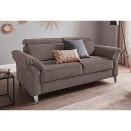Sit & More sit&more 2,5-Sitzer &raquo;Arngast&laquo; inklusive Federkern und Kopfteilverstellung grau B/H/T: 186cm x 84cm x 93cm, Struktur weich, R&uuml;ckseitemit Stoff bezogen
