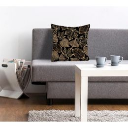 queence Dekokissen &raquo;Claudia&laquo; mit goldenen Herbstlaub schwarz Polyester B/L: 40cm x 40cm, 1 Stk.