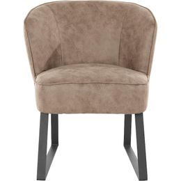 exxpo - sofa fashion Sessel &raquo;Americano, Loungesessel&laquo; mit Keder und Metallf&uuml;&szlig;en, Bezug in verschiedenen Qualit&auml;ten, 1 Stck. braun Microfaser 