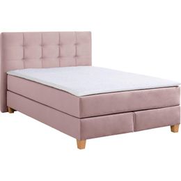 Home Affaire Boxspringbett &raquo;Moulay&laquo; inkl. Topper, in &Uuml;berl&auml;nge 220 cm, 3 H&auml;rtegrade, auch in H4 lila Samtstoff, Liegefl&auml;che B/L: 140cm x 220cm 