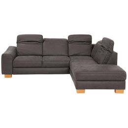 Home Affaire Ecksofa &raquo;Dundee L-Form&laquo; wahlweise mit Kopfteilverstellung und zus&auml;tzlich mit Schlaffunktion grau Luxus-Microfaser Lederoptik (100% 