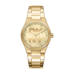 DKNY Damen DKNY Quarzuhr &raquo;Logo watch&laquo; Armbanduhr, Damenuhr, Edelstahlarmband, analog gold Einheitsgr&ouml;&szlig;e