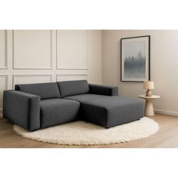 Home Affaire Ecksofa &raquo;Noord mit Kedernaht, Breite 234 cm, L-Form&laquo; Cord, Struktur, Webstoff, mit Wellenunterfederung, Massivholzrahmen grau 100% 