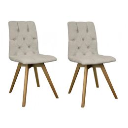 OTTO home Esszimmerstuhl &raquo;Rania&laquo; (Set) 2 Stk.Massivholzgestell, mit Knopfheftung beige Holzwerkstoff, Massivholz B/H/T: 45cm x 91cm x 55cm, 2 Stk., 
