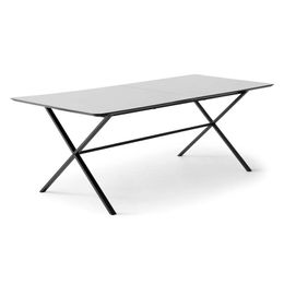 Esstisch &raquo;Meza Designtisch mit Auszugsfunktion und 2 Einlegeplatten&laquo; abgerundete Tischplatte MDF, gekreuztes Metallgestell, in zwei Breiten wei&szlig; 