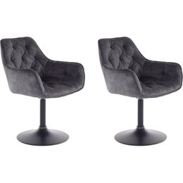 Hela Esszimmerstuhl &raquo;BIRTE&laquo; (Set) 2 Stk.Drehfunktion, als Einzelstuhl oder im 2er-Set grau Stoff B/H/T: 49cm x 83cm x 62cm, 2 Stk., Velours Samtoptik,