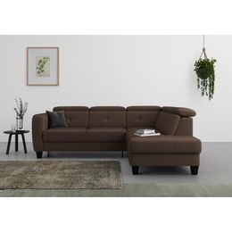 Sit & More sit&more Ecksofa &raquo;Belluci L-Form&laquo; inklusive Federkern, wahlweise mit Schlaffunktion und Bettkasten braun B/H/T: 249cm x 85cm x 195cm, Luxus-Microfaser