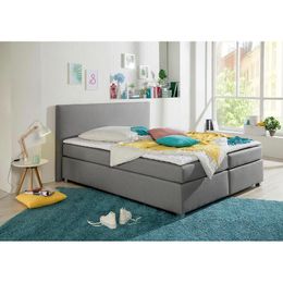 Home Affaire Boxspringbett &raquo;Eliana&laquo; inkl. Topper, in 4 Breiten, 3 Matratzenarten und 2 H&auml;rtegraden grau Struktur fein, Liegefl&auml;che B/L: 160cm x 220cm 