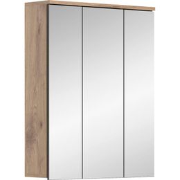 Welltime Badezimmerspiegelschrank &raquo;Riga, Breite 60cm, 3 Spiegelt&uuml;ren, 9 F&auml;cher, 6 Einlegeb&ouml;den&laquo; Badm&ouml;bel, Badschrank, Schrank, Wandschrank, Bad, 