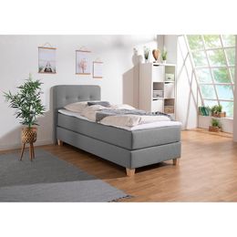 Home Affaire Boxspringbett &raquo;Fargo&laquo; inkl. Topper, in 3 Matratzenarten, in Samt- oder Strukturstoff grau Struktur fein (100% Polyester);Samtstoff (100% 