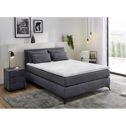 Jockenh&ouml;fer Boxspringbett &raquo;Paulina, inkl. Topper und Kissen, H&auml;rtegrade w&auml;hlbar&laquo; 140x200 cm oder 180x200cm grau Bezug Bett: Chenille (100% Polyester);Topper und 