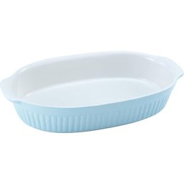 Creatable Auflaufform &raquo;Pastell Kitchen&laquo; Steinzeug 1 Stk. tlg. klassisches Streifenrelief, umlaufender Kantenschutz, Pastellfarben blau Steinzeug B/H/L