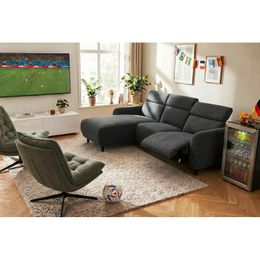 OTTO home Ecksofa &raquo;SKAANE Struktur, L-Form, 274 cm, manuelle/elektrische Relaxfunktion,&laquo; rundes Design, Kopfteilverstellung, Federkernpolsterung grau 