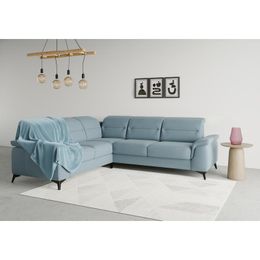 Sit & More sit&more Ecksofa &raquo;Sinatra L-Form&laquo; optinal mit Kopfteilverstellung und Armteilfunktion, Metallf&uuml;&szlig;e blau 90% Polyester, 10% Polyamid B/H/T: 251cm x 85cm