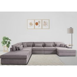 OTTO home Wohnlandschaft &raquo;Enid U-Form&laquo; 6 Teile, bestehend aus Modulen, in vielen Bez&uuml;gen, auch in Breitcord grau Baumwollmix (60% Baumwolle/40% Leinen