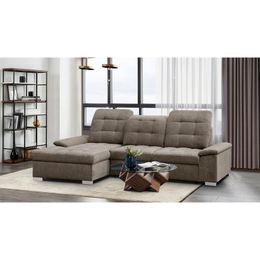 WERK2 Ecksofa &raquo;Carmen 264 x 170 cm modern und bequem&laquo; Struktur weich, L-Form, Sitztiefenverstellung, Schlaffunktion beige 95% Polyester, 5% Nylon B/H/