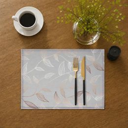 OTTO home Platzset &raquo;Raffon&laquo; 2er Set, bedruckt, stillvoller Bl&auml;tterdruck, Esszimmer Dekoration grau Obermaterial: 100% Polyester B/L: 30cm x 45cm, 2 