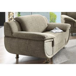 Trendmanufaktur Sessel &raquo;Rondo, Breite 121 cm, breite Armlehnen, F&uuml;&szlig;e chromfarben&laquo; Big-Sessel wahlweise mit Federkern, bequem beige NaturLEDER (echtes 