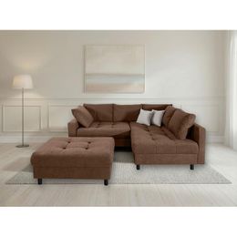 OTTO home Ecksofa &raquo;Antonia L-Form, B: 215 cm&laquo; Ecksofa, R&uuml;ckenkissen, ottomane beidseitig montierbar, Bonnelfederkern 100%Polyester B/H/T: 302cm x 86cm