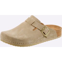 MUBB Damen Clog, Gr. 41, beige, Leder, Veloursleder, Schuhe