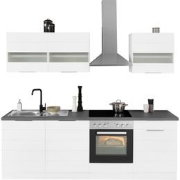 KOCHSTATION K&uuml;chenzeile &raquo;KS-Luhe&laquo; 240 cm breit, wahlweise mit oder ohne E-Ger&auml;ten, gefr&auml;ste MDF-Fronten wei&szlig; B/H/T: 240cm x 60cm, ohne E-Ger&auml;te