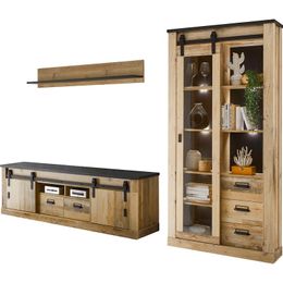 Home Affaire Wohnwand &raquo;Sherwood, Anbauwand im Industrial-Style, Komplettset, Wohnzimmer-Set&laquo; 3 Stk. tlg. braun B/H/T: 314cmcm x 201cmcm x 43cmcm