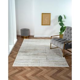 MyFlair Teppich &raquo;My Love, LAGERR&Auml;UMUNG&laquo; rechteckig 10 mm H&ouml;he Kurzflor, Retro-Style, besonders weich durch Microfaser, mit Fransen beige Polyester B : 160cm 1
